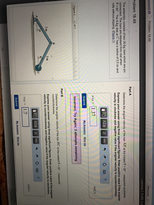 Solved The assembly consists of two 30-kg bars which are pin | Chegg.com