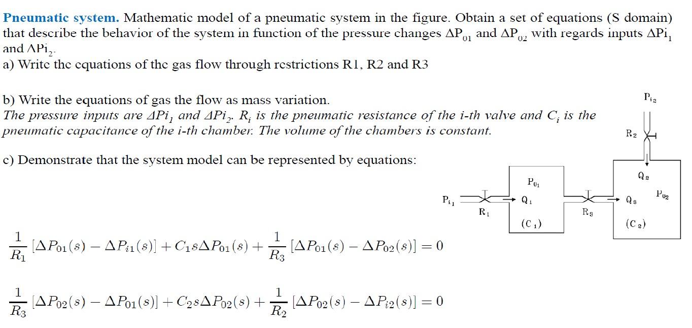 Pneumatic system. Mathematic model of a pneumatic | Chegg.com