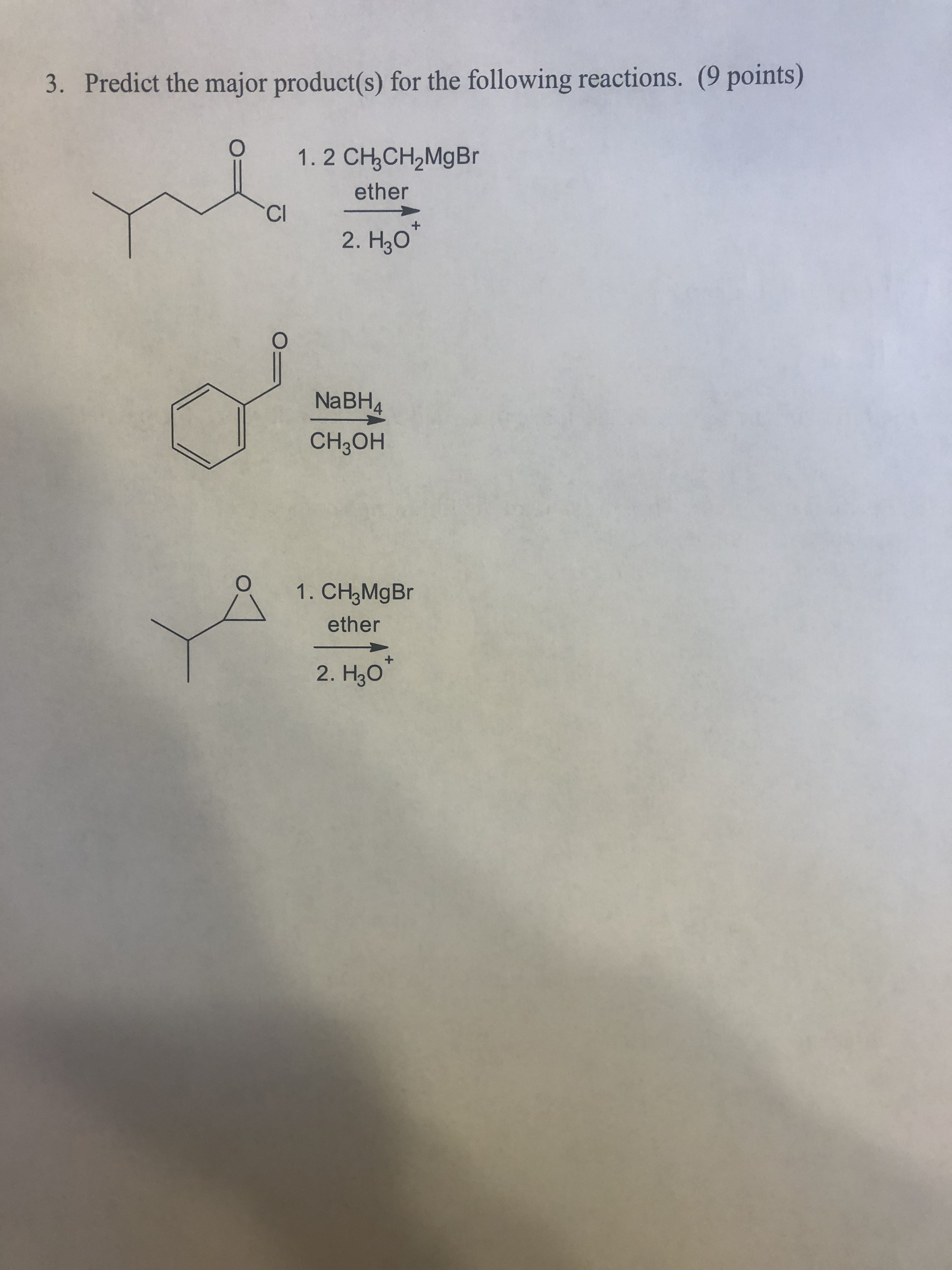 Solved 3. Predict the major product(s) for the following | Chegg.com