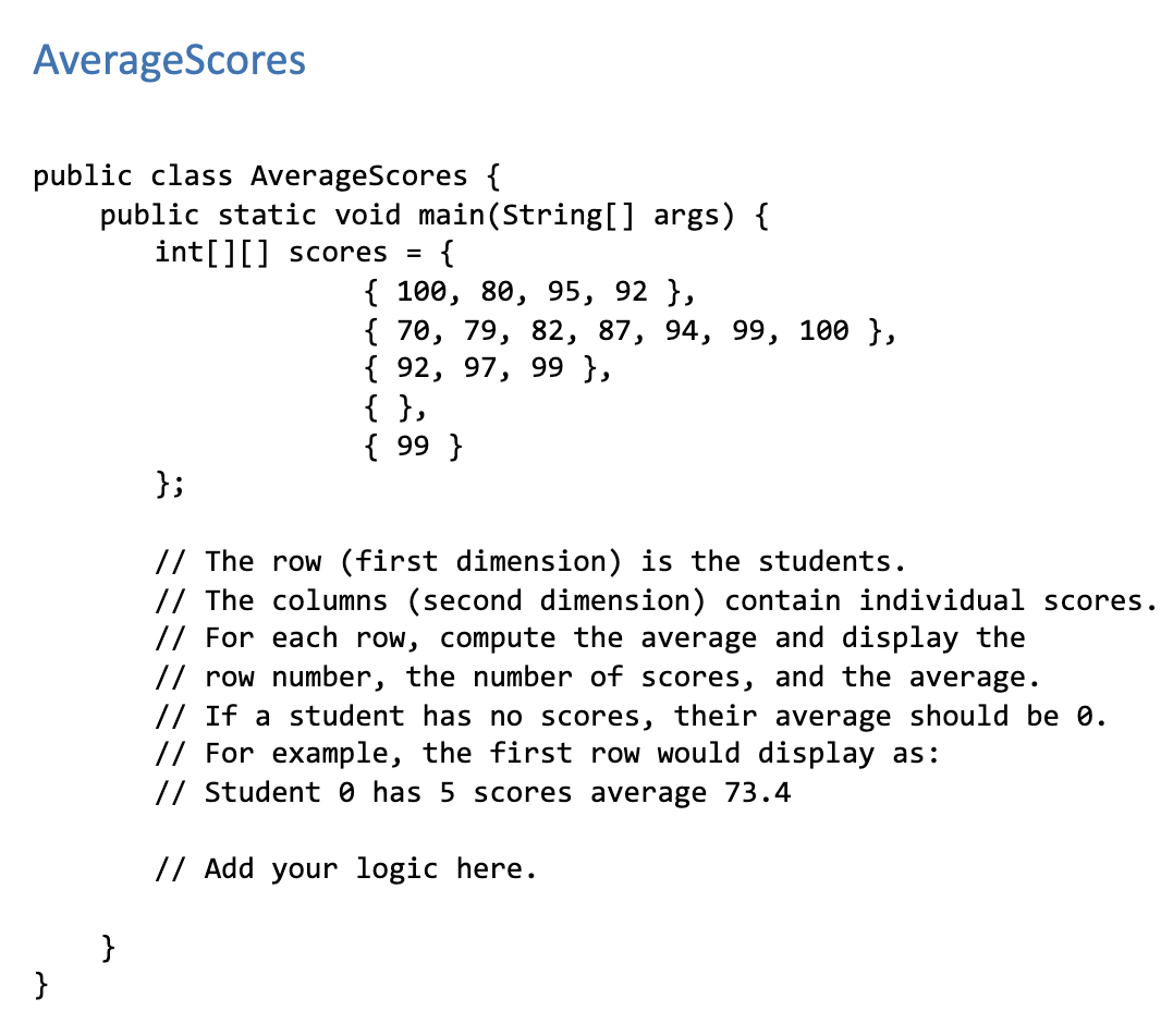 Solved Averages Scores in Multiple Dimensions In your | Chegg.com