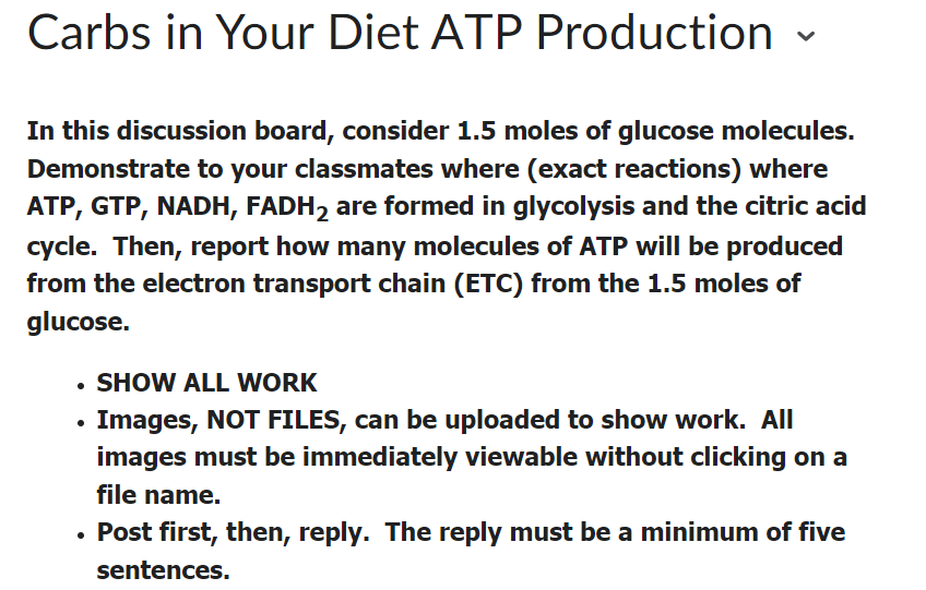 Solved Carbs in Your Diet ATP Production In this discussion | Chegg.com