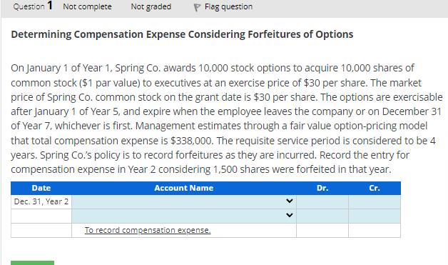 Solved Determining Compensation Expense Considering | Chegg.com
