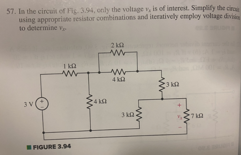 Solved 57. In the circuit of Fig. 3.94 , only the voltage vx | Chegg.com