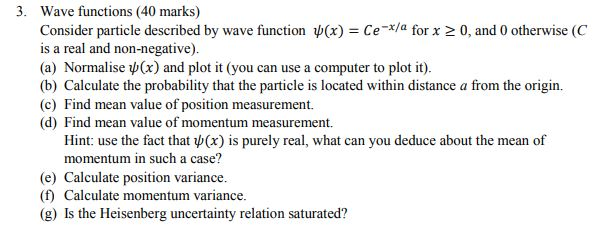 Solved 3. Wave functions (40 marks) Consider particle | Chegg.com