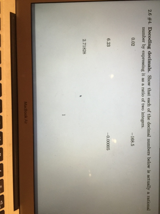 Solved 2.6 #4. Decoding decimals. Show that each of the | Chegg.com
