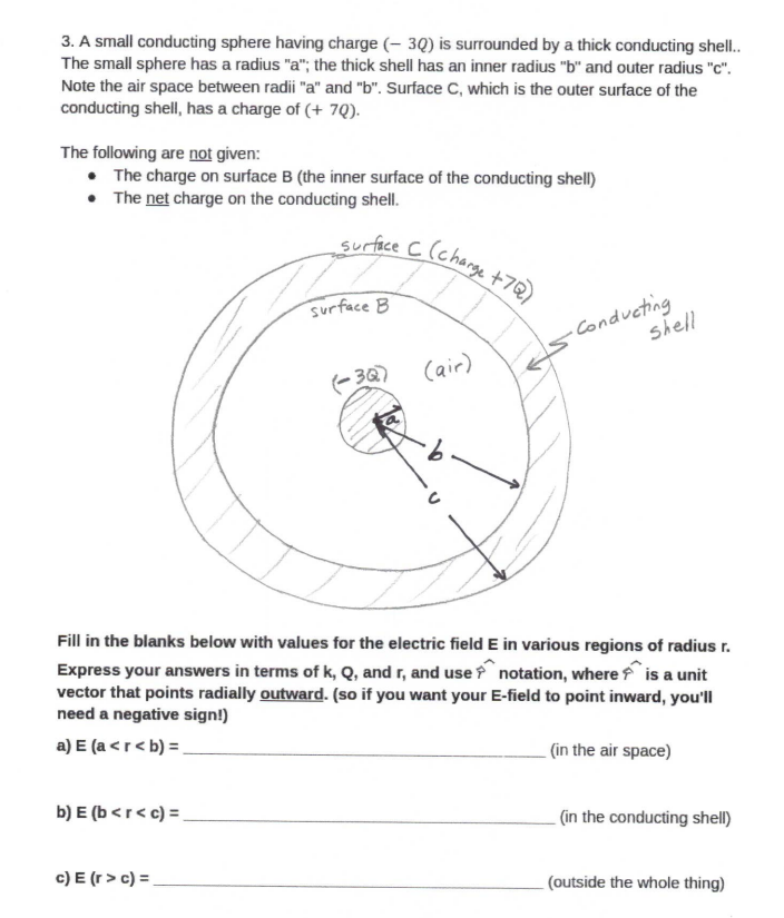Solved 3. A small conducting sphere having charge (- 3Q) is | Chegg.com