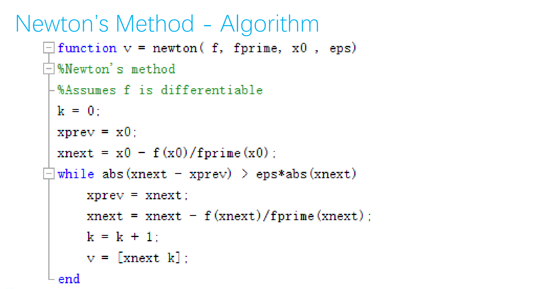 Solved eps) Newton's Method - Algorithm E function v = | Chegg.com