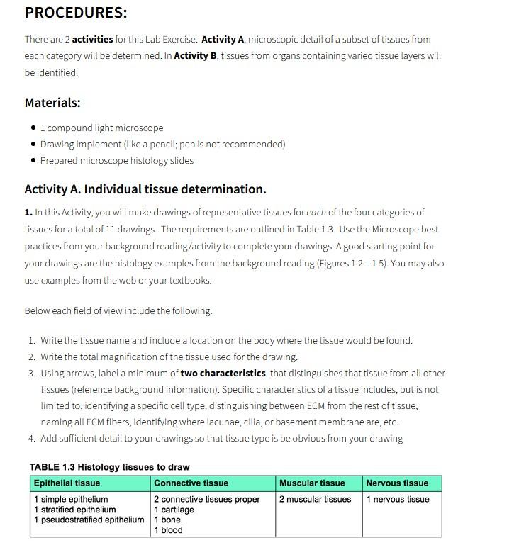Practice drawing histology samples! Follow the | Chegg.com