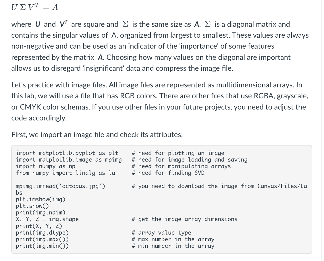 Solved Singular Value Decomposition The Singular Value | Chegg.com
