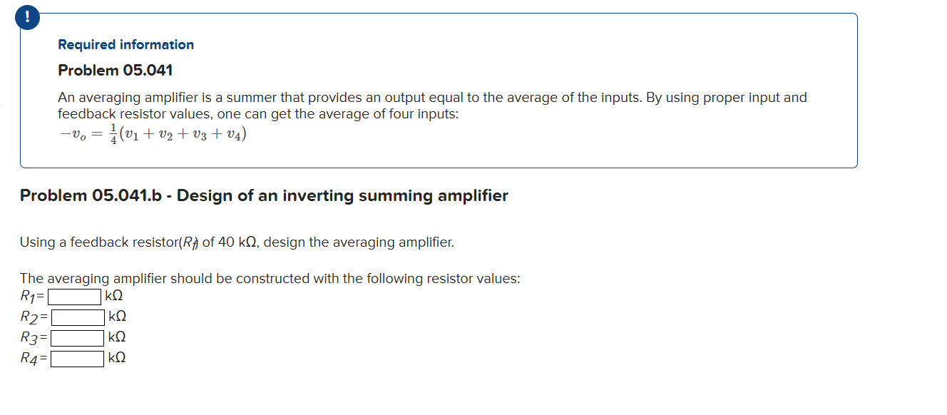 Solved Required informationProblem 05.041An ﻿averaging | Chegg.com