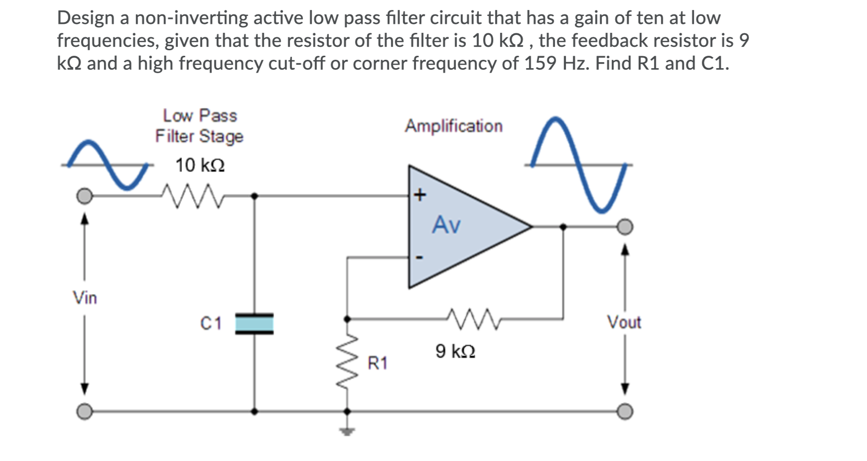 Solved Design a non-inverting active low pass filter circuit | Chegg.com Solved Design a non-inverting active low pass filter circuit | Chegg.com