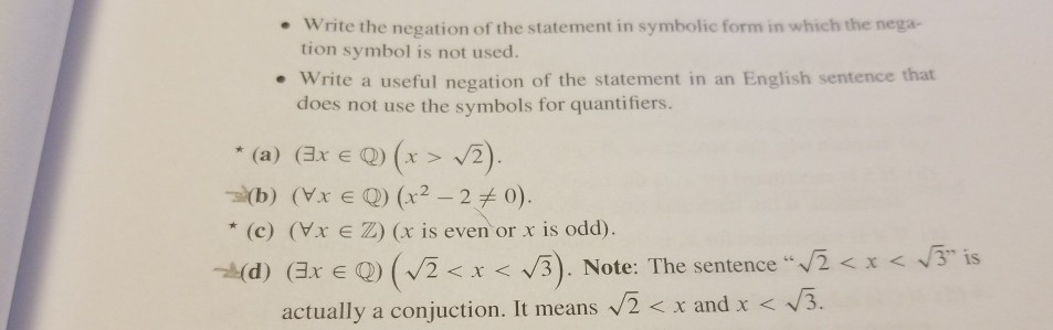 Solved Write the negation of the statement in symbolic form | Chegg.com