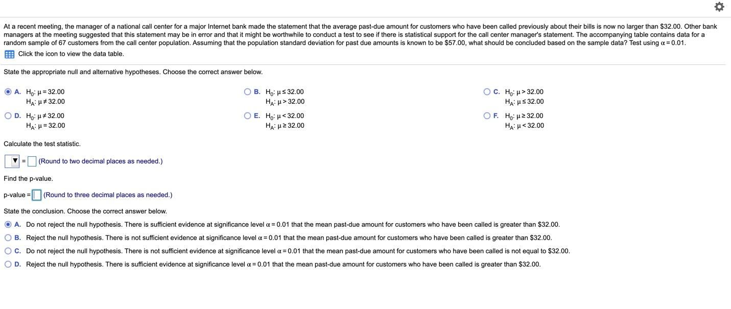 Solved At a recent meeting, the manager of a national call | Chegg.com