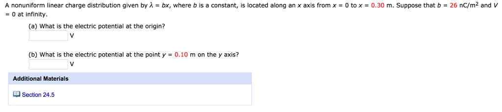 Solved A non uniform linear charge distribution given by | Chegg.com