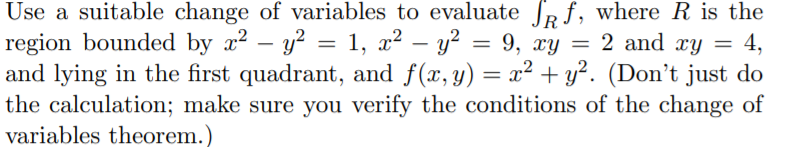 Solved Use a suitable change of variables to evaluate Srf, | Chegg.com