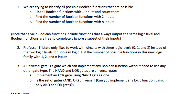 Solved 1. We are trying to identify all possible Boolean | Chegg.com