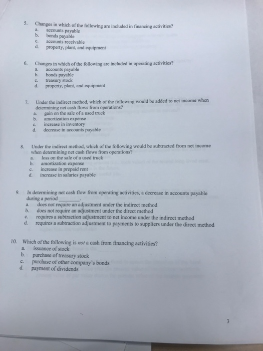 Solved S. Changes in which of the following are included in | Chegg.com