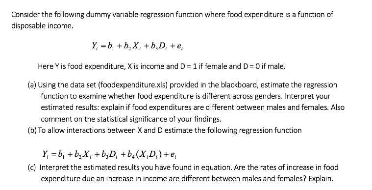 Solved Consider the following dummy variable regression | Chegg.com