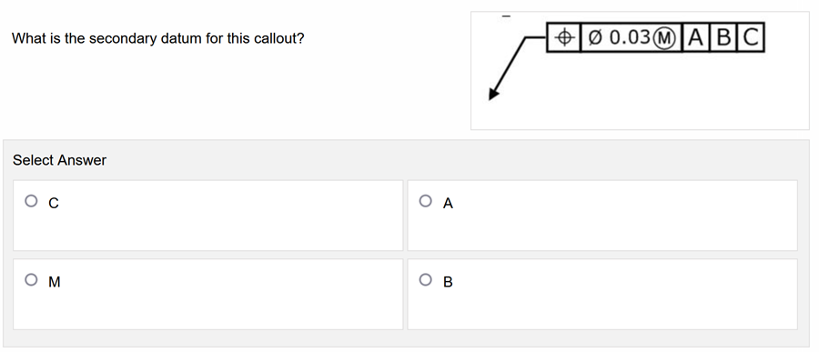 Solved What is the secondary datum for this callout? Select | Chegg.com