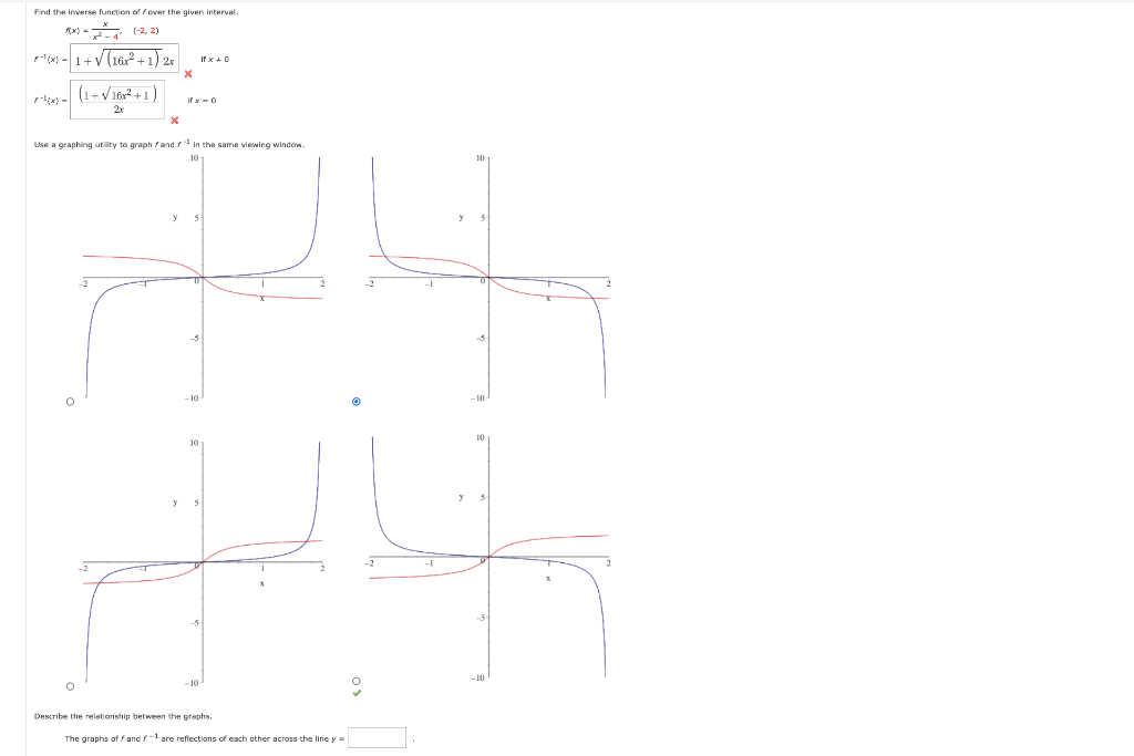 Solved Find the inverse function of fever the given interval | Chegg.com