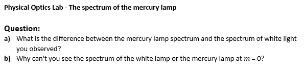 Solved Physical Optics Lab The spectrum of the mercury lamp | Chegg.com