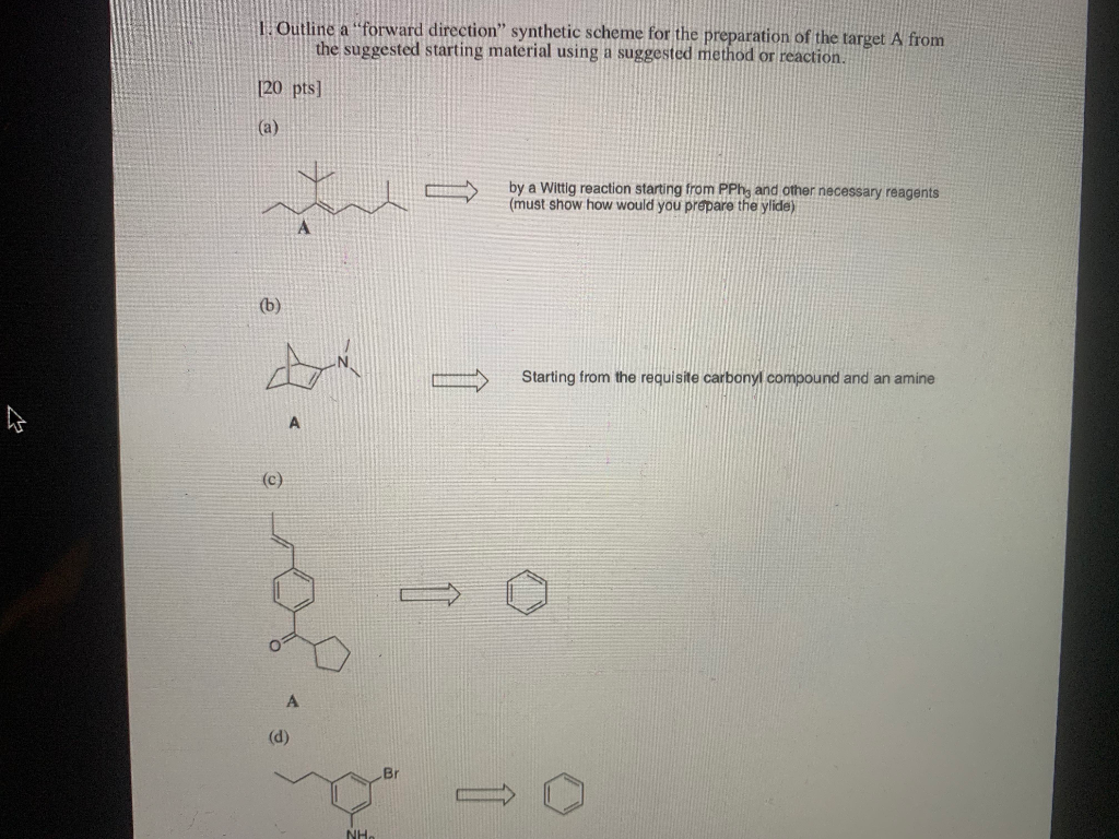 Solved 1. Outline a "forward direction" synthetic scheme for | Chegg.com