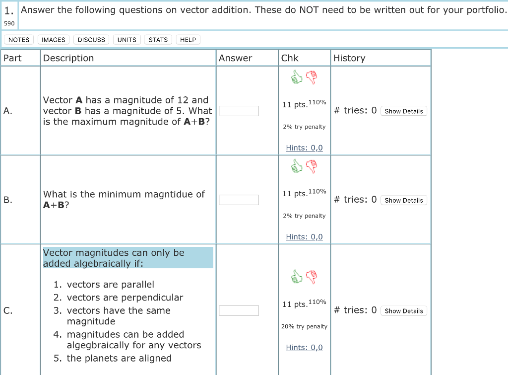 Solved 1. Answer the following questions on vector addition. | Chegg.com
