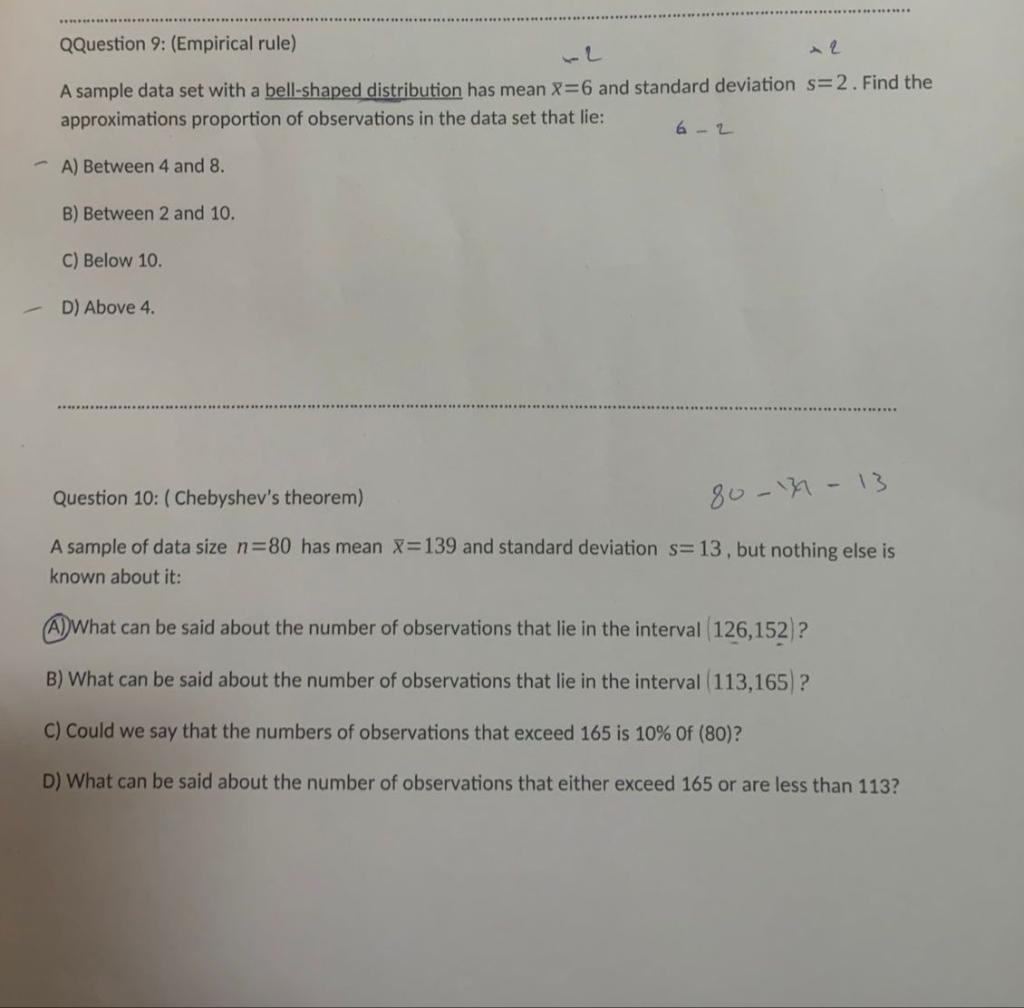 Solved QQuestion 9: (Empirical rule) 2 A sample data set | Chegg.com
