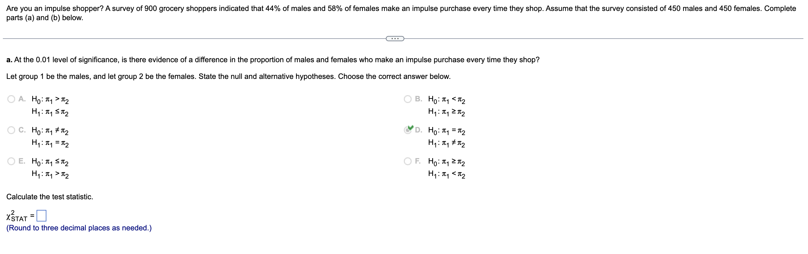Solved parts (a) and (b) below. a. At the 0.01 level of | Chegg.com