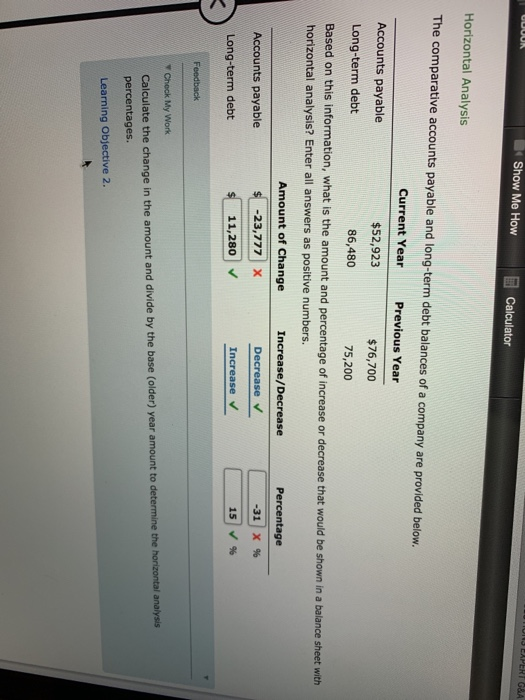 Solved Show Me How Calculator Horizontal Analysis The | Chegg.com