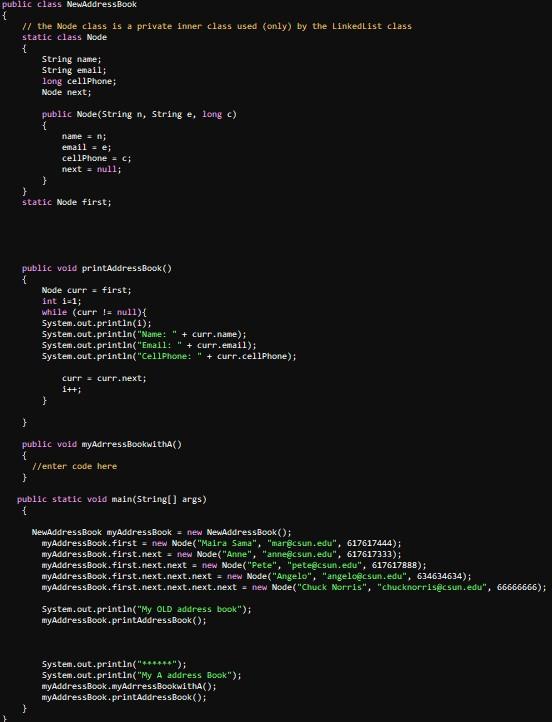 Solved For this question, you will work on the class called | Chegg.com