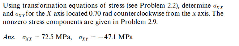 Solved Using transformation equations of stress (see Problem | Chegg.com