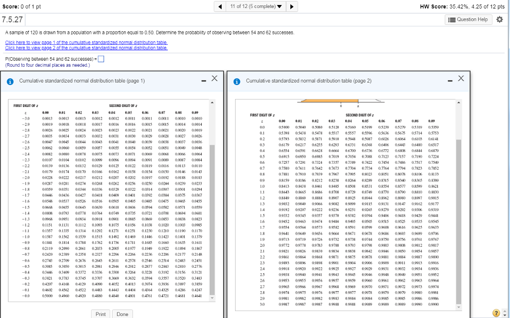 Solved A sample of 120 is drawn from a population with a | Chegg.com