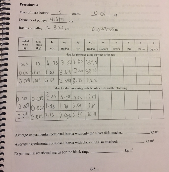 Solved Experiment 6. Rotational Motion Purpose To examine | Chegg.com