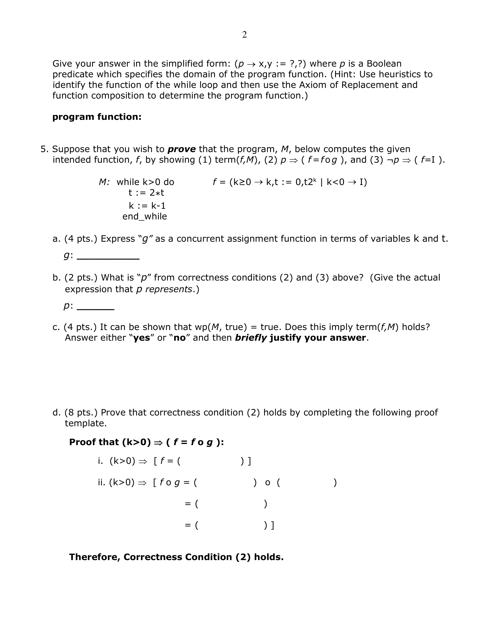 Solved 1. (12 pts.) Determine the correctness relationships | Chegg.com