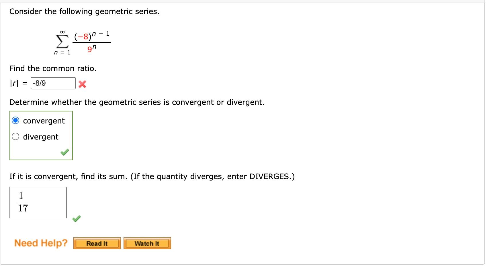 Solved Consider the following geometric series. | Chegg.com
