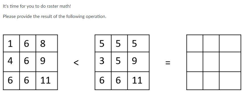 Solved It's time for you to do raster math! Please provide | Chegg.com