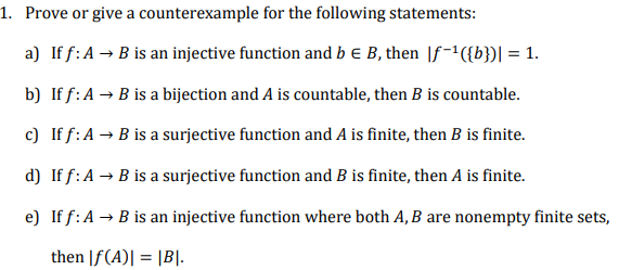 Solved 1. Prove or give a counterexample for the following | Chegg.com