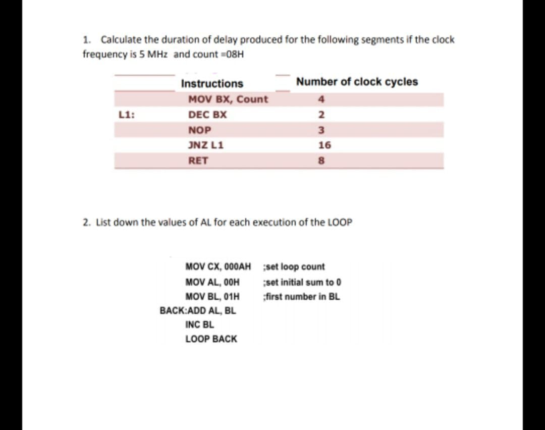 Solved 1 Calculate The Duration Of Delay Produced For The 