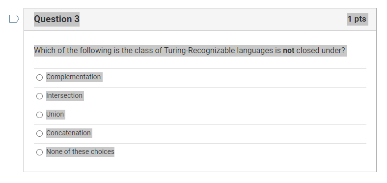 Solved D Question 3 1 pts Which of the following is the | Chegg.com