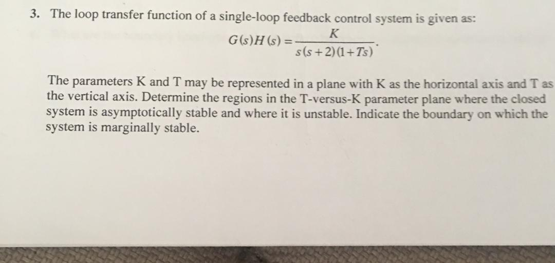 Solved 3. The loop transfer function of a single-loop | Chegg.com