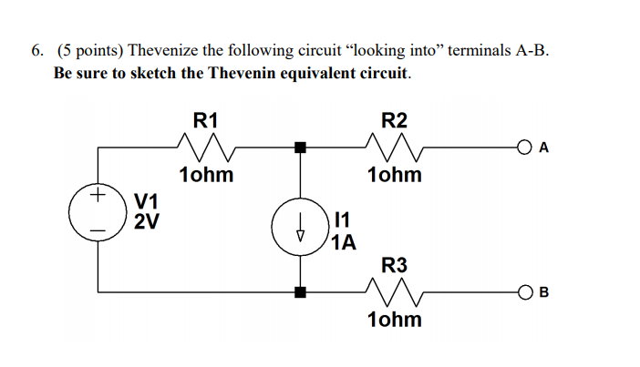 Solved 6. (5 points) Thevenize the following circuit | Chegg.com