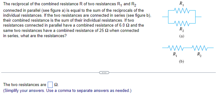 Solved The reciprocal of the combined resistance R of two | Chegg.com