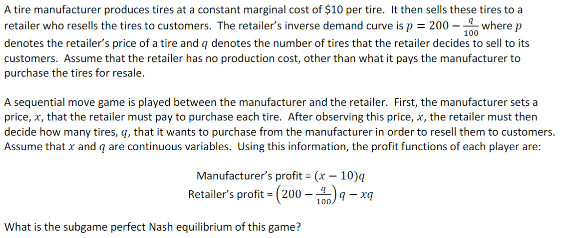 Solved A tire manufacturer produces tires at a constant | Chegg.com