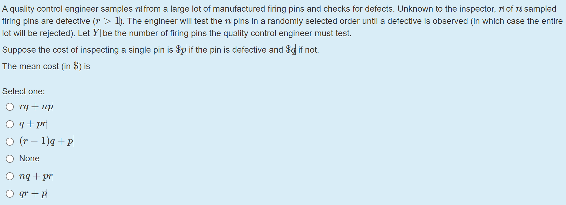 Solved A quality control engineer samples ni from a large | Chegg.com