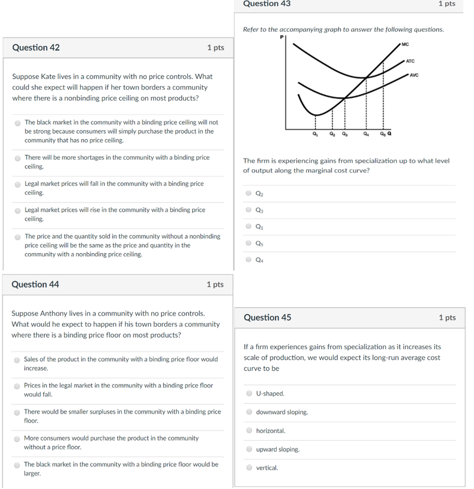 Solved Question 43 1 pts Refer to the accompanying graph to | Chegg.com