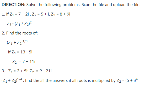Solved DIRECTION: Solve the following problems. Scan the | Chegg.com