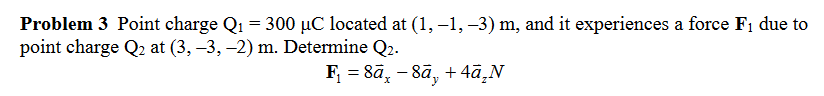 Solved Problem 3 Point charge Q1=300μC located at | Chegg.com