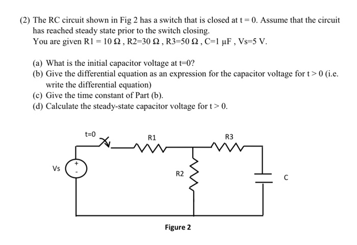 Solved 2 The Rc Circuit Shown In Fig 2 Has A Switch That