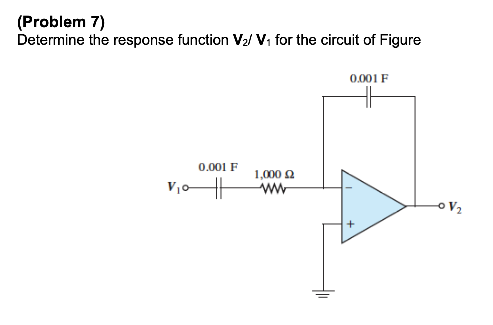 Solved (Problem 7) Determine the response function V2/V1 for | Chegg.com